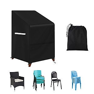 Outdoor Furniture Cover Stacking Chair Cover & Patio Hanging Egg Chair Cover Waterproof, Wind-Proof Swing Egg Chair Cover, Outdoor Furniture Covers for Egg Chair Covers with Storage Bag, Black