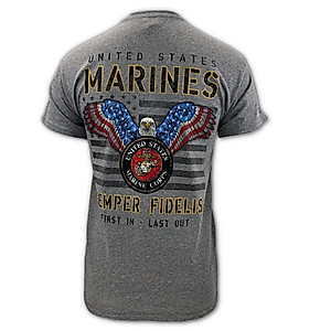 Armed Forces Gear Men's US Marine Corps Stars and Stripes T-Shirt- Official Licensed United States Marines Shirts for Men (Graphite, Medium)