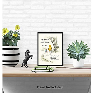 Winnie Wall Art & Decor - Pooh Kids Wall Art - Girls Bedroom Decor - Little Boys Room Decor - Baby Nursery Decor - Wall Decor for Toddlers - Inspirational Positive Quotes A. A. Milne Poster 8x10