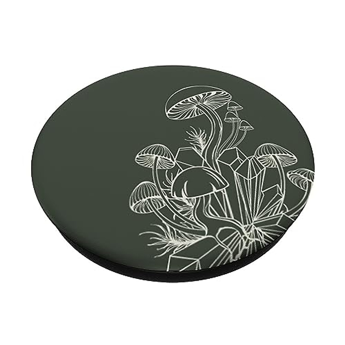 Minimalist Line Art Aesthetic Magic Mushroom in Dark Green PopSockets Standard PopGrip