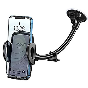 Windshield Car Phone Mount, Gooseneck Cell Phone Holder Car Window, Universal 360 Degree Rotation Long Arm Windscreen Suction Cup Cradle Flexible with Anti-Shake Stablier for iPhone, Samsung Galaxy