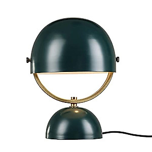 Globe Electric 52973 12.5" Desk Lamp, Matte Green, Matte Brass Accent, Black Fabric Cord, in-Line On/Off Rocker Switch, Title 20 LED Bulb Included, Home Décor, Desk Lamps for Home Office