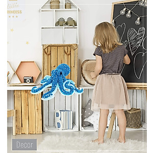 DolliBu Blue Octopus Stuffed Animal - Wild Collection Sea Animal Plush Gift for Kids, Realistic Plush Sea Critters, Cute Stuffed Octopus Sea Creature Toy for Boys and Girls - 16 Inches