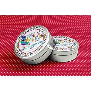 One of A Kind Cute Bird Themed Valentine Party Favor Sticker Labels for Kids, 40 2" Party Circle Stickers by AmandaCreation, Great for Classroom Valentines, Envelope Seals, Gifts & Treats