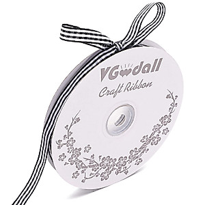 VGOODALL Black Gingham Ribbon, 3/8" x 50Yd Buffalo Checkered Ribbons Black and White Plaid Thin Crafts Ribbon for Decorations Gift Wrapping Picnic Hair Accessories