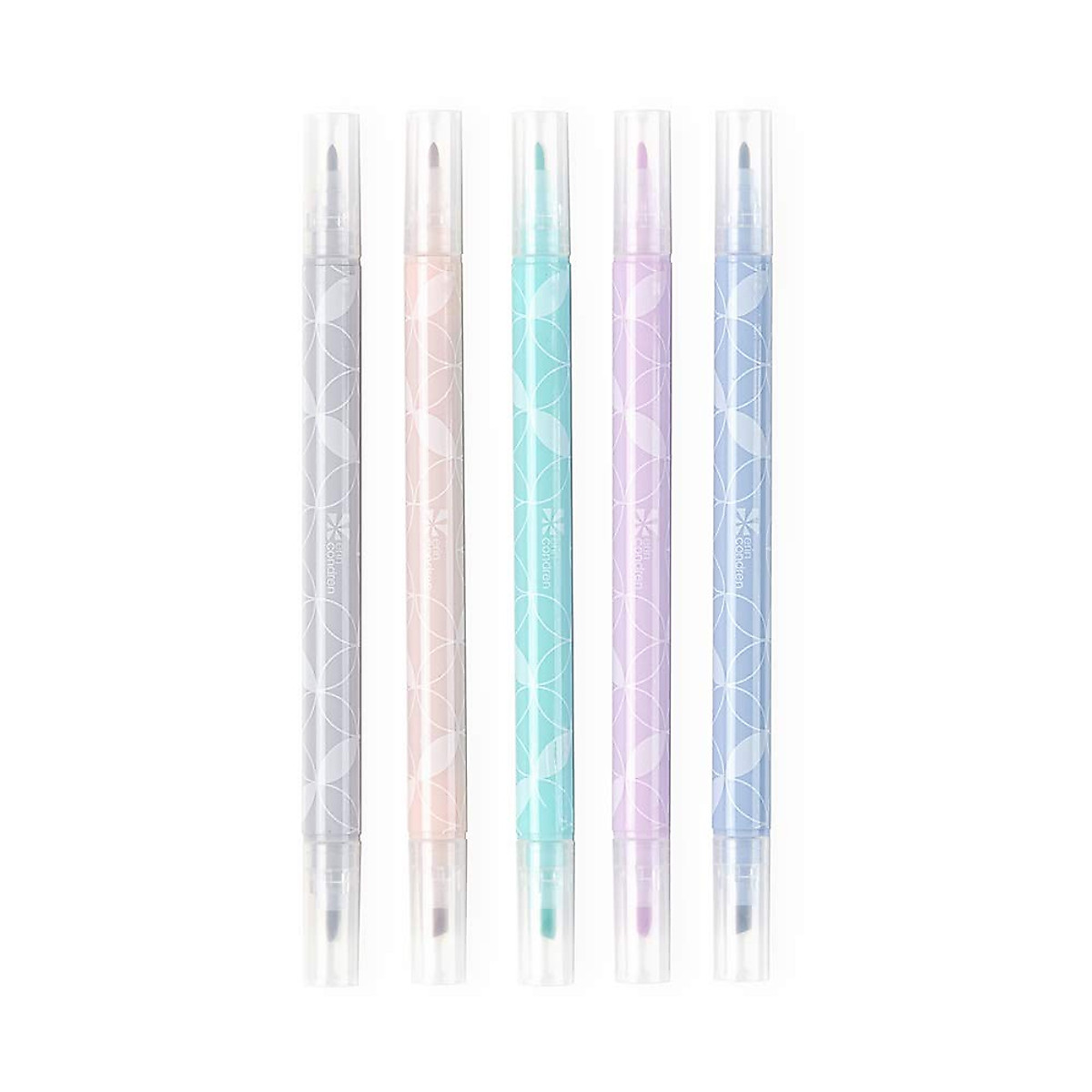 Erin Condren Designer Desk Accessories - Pastel Dual-Tip Highlighters 5-Pack. Set of 5 Pastel Dual-Tip Highlighters: Includes Blush, Orchid, Pool, Monaco and Grey Colors