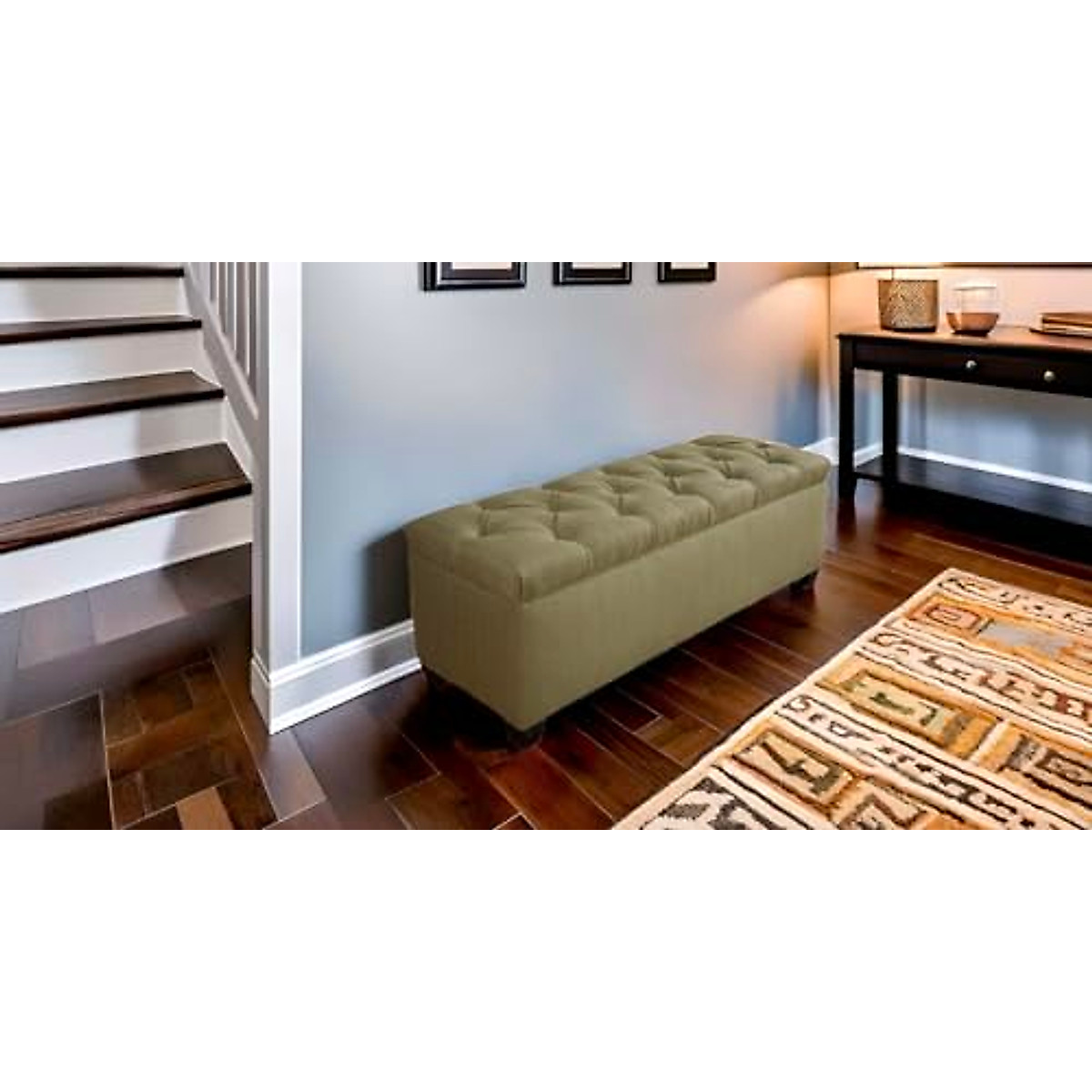 The Sole Secret Diamond Tufted Shoe Ottoman Storage Bench for Bedroom or Entryway, Adjustable Wooden Inserts, Stores up to 36 Pairs, Easy-Open Hinged Lid, Large, Candice Ivy