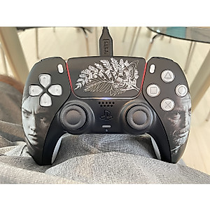 TLOU2 Fan Art Replacement Ellie & Joel Plus Tattoo Touchbar Front Housing Shell Faceplate and Touchbar for PS5 Controller