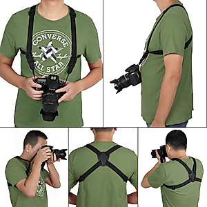Camera Harness Strap,Cross Shoulder Quick Release Straps for Binoculars, Rangefinders,Harness Strap Compatible with Canon, Nikon, Sony and DSLR SLR Cameras-Black