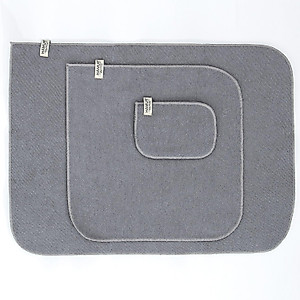 HAMUR Kitchen Dish Drying Mat 3-Set, Super Absorbent Drainer Mats for Kitchen Counter, Multiuse Draining dishes Pad with cleaning rug & dish sponge, under dish rack & sink pad