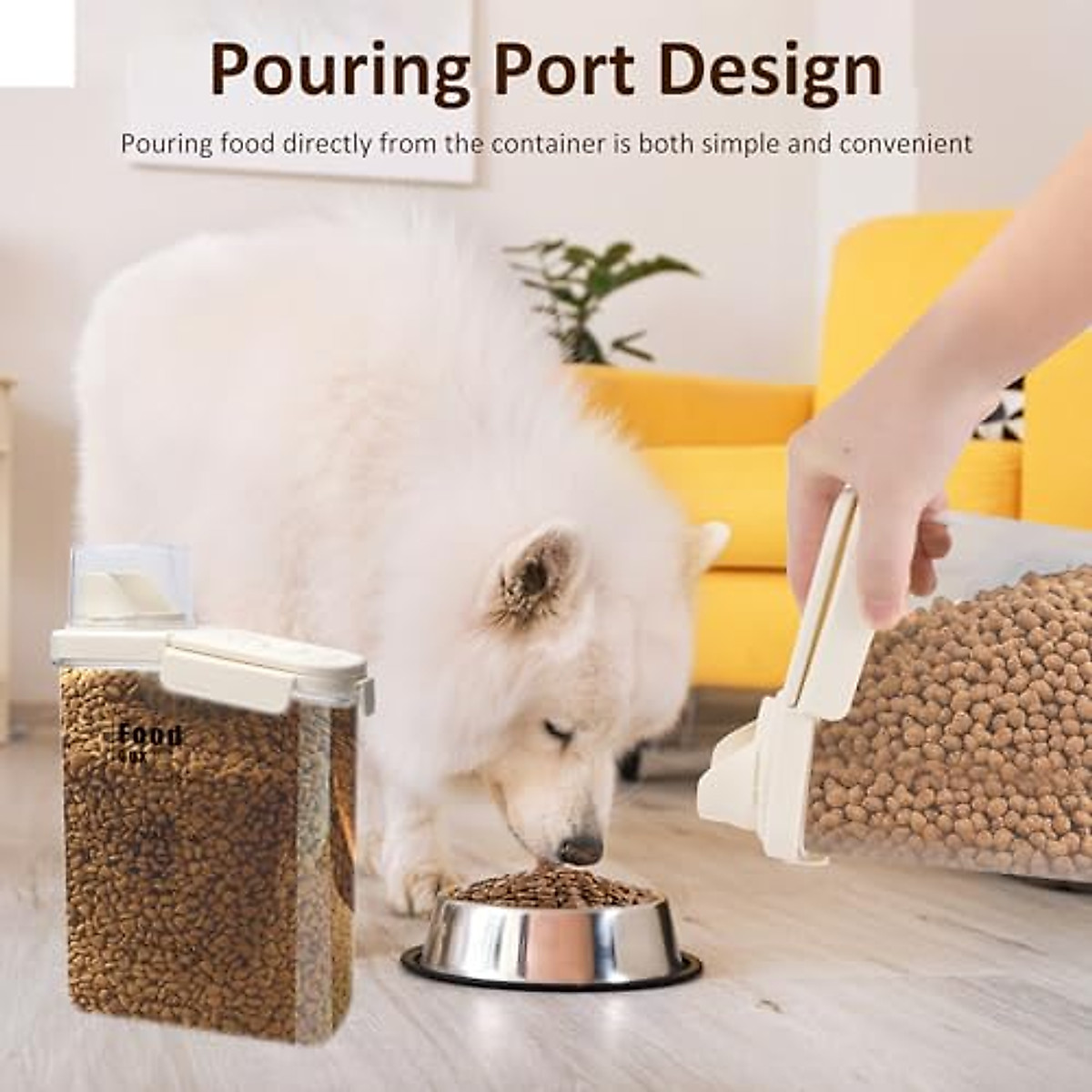 hoforife 2 Pcs Airtight Cereal Containers Storage Set for Kitchen, Large Plastic Rice Dry Food Dispenser Non-Bpa (85oz)