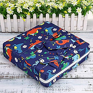 Sumnacon Chair Increasing Cushion - Baby Toddler Kids Infant Portable Dismountable Highchair Booster Cushion Washable Thick Chair Seat Cloth Straps,Dinosaur Blue