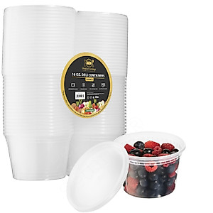 Perfect Settings 16 oz Deli Containers with Lids [40 Sets] Leakproof, Microwavable, Freezer, Dishwasher Safe, Pint Size Plastic Food Storage Container