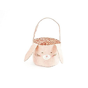 MON AMI Premium Bunny Round Storage Basket with Handles for Organizing - Can be Used as Laundry Basket, Toy Organizers, Blanket Basket, Nursery Décor, Kids Room Décor & Much More - 13 Inches