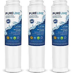 Pureline FQSLF Under Sink Water Filter Replacement. Compatible with GE FQSLF, FQROPF, GXSV65R, GXSLQR, PXRQ15RBL, PXRQ15F, PNRQ15F, PNRQ20F, PNRQ20R and PNRQ21R - Reduces Bad Taste & Odor (3 Pack)
