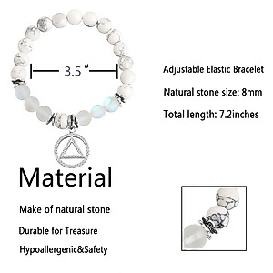 FUSTMW AA Recovery Bracelet Sobriety Gift Alcoholics Anonymous Gift AA Sober Addiction Recovery Jewelry AA Sobriety Bracelet(White)