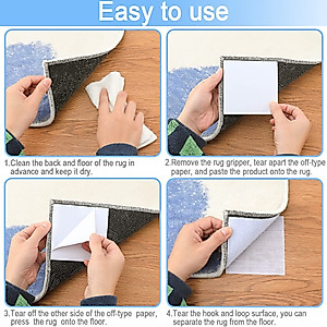 Rug Anchors Carpet Hook and Loop Non-Slip Mat Anti-Skid Stickers Square (10PCS, White)