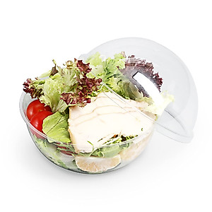 Thermo Tek 21 Ounce Salad Containers With Lids, 50 Sphere To Go Bowls With Lids - Airtight Dome Lids, Lightweight, Clear Plastic Disposable Salad Bowls With Lids, Keep Food Fresh, - Restaurantware