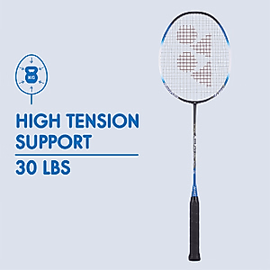 YONEX Muscle Power 22LT Carbon Graphite Strung Badminton Racket with Full Racket Cover (Black/Blue) | for Intermediate Players | 83 Grams | Maximum String Tension - 30lbs
