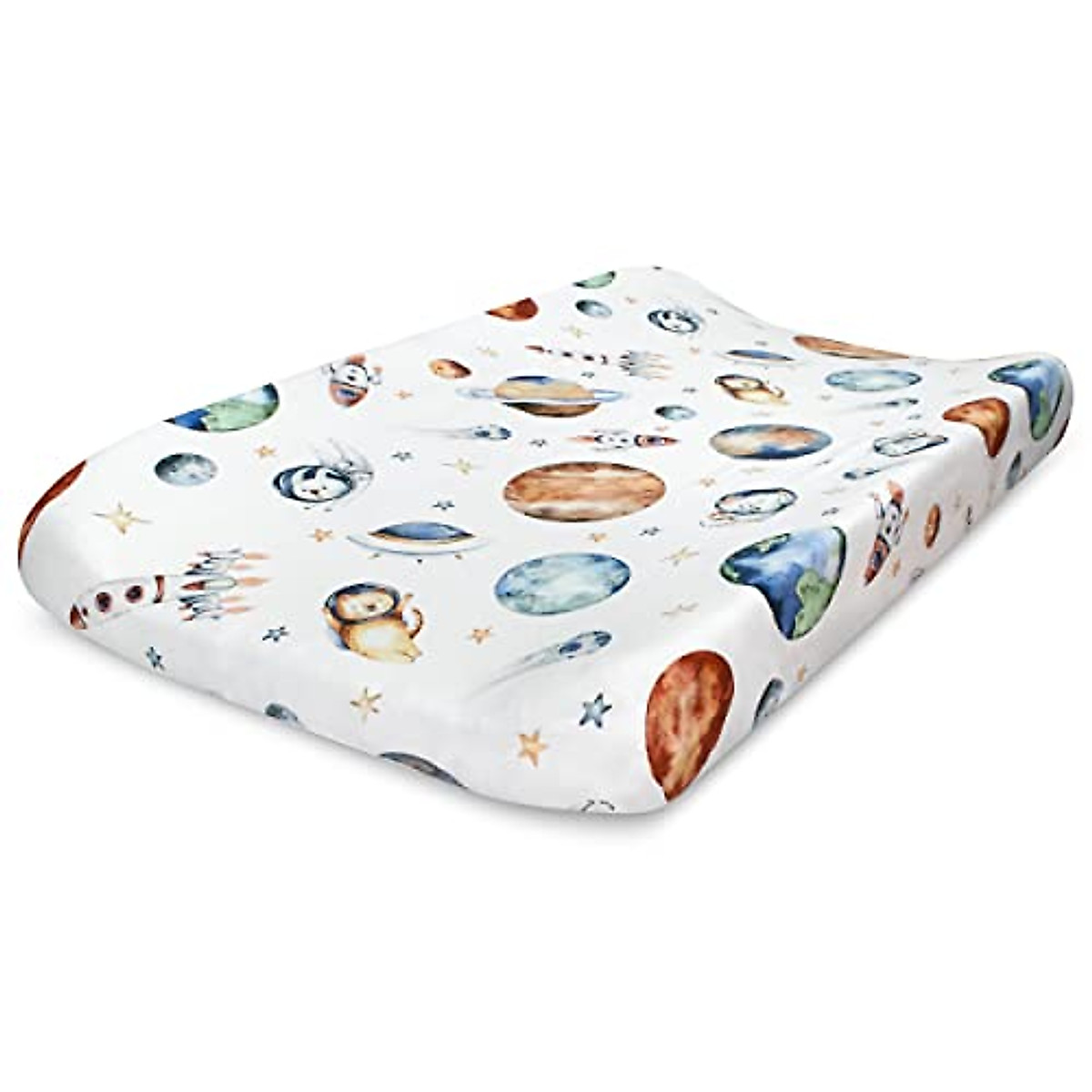 Outer Space Changing Pad Cover - Jersey Knit Cotton - Unique Watercolor Design