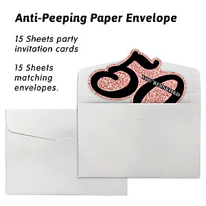 Cusrtyh 15 Sheets 50th Birthday Party Invitations card with with 15 Envelopes，50th Birthday Party ，50th Celebration，Birthday Party Invitations Cards For Adults，Shaped Fill-In Invitations