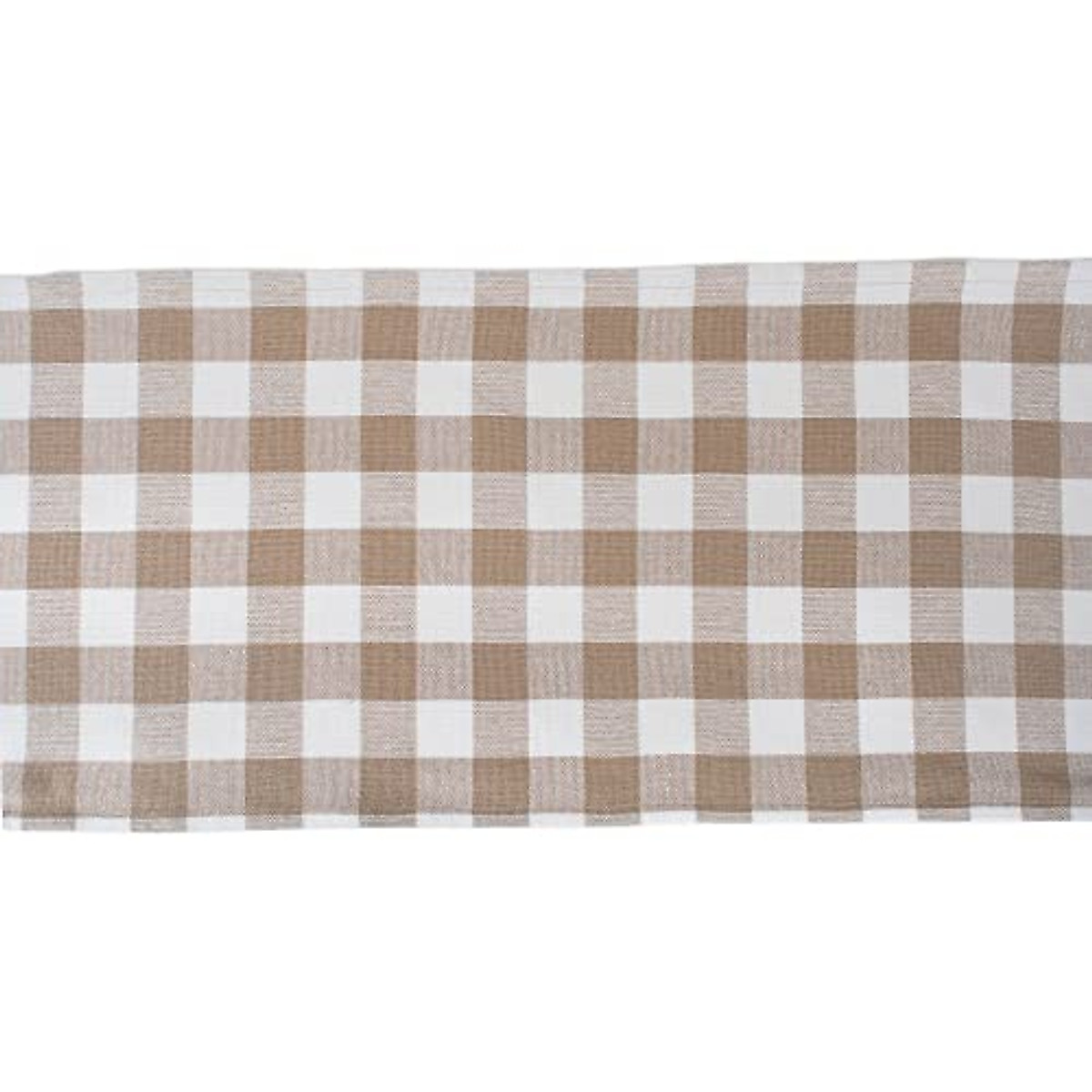 DII Heavyweight Fringed Check Tabletop Collection, Table Runner, 14x72, Stone Brown