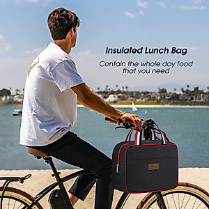 HOMESPON Lunch Bag Insulated Tote Bag Lunch Box Resuable Cooler Bag Lunch container Waterproof Lunch holder for Women/Men,dark grey