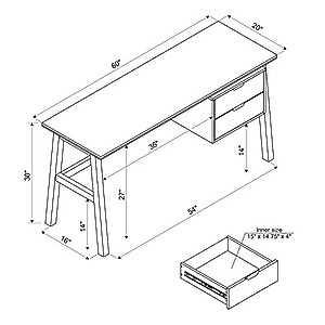 Riverbay Furniture Mid-Century Finn Side Storage Wood Desk in Walnut