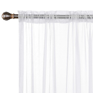 Deconovo White Sheer Curtains 45 Inch Length Rod Pocket Voile Drape Curtains for Living Room 2 Panels 52x45 Inch