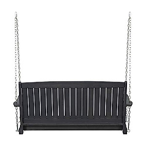 Lilith Outdoor Aacia Wood Porch Swing, Dark Gray