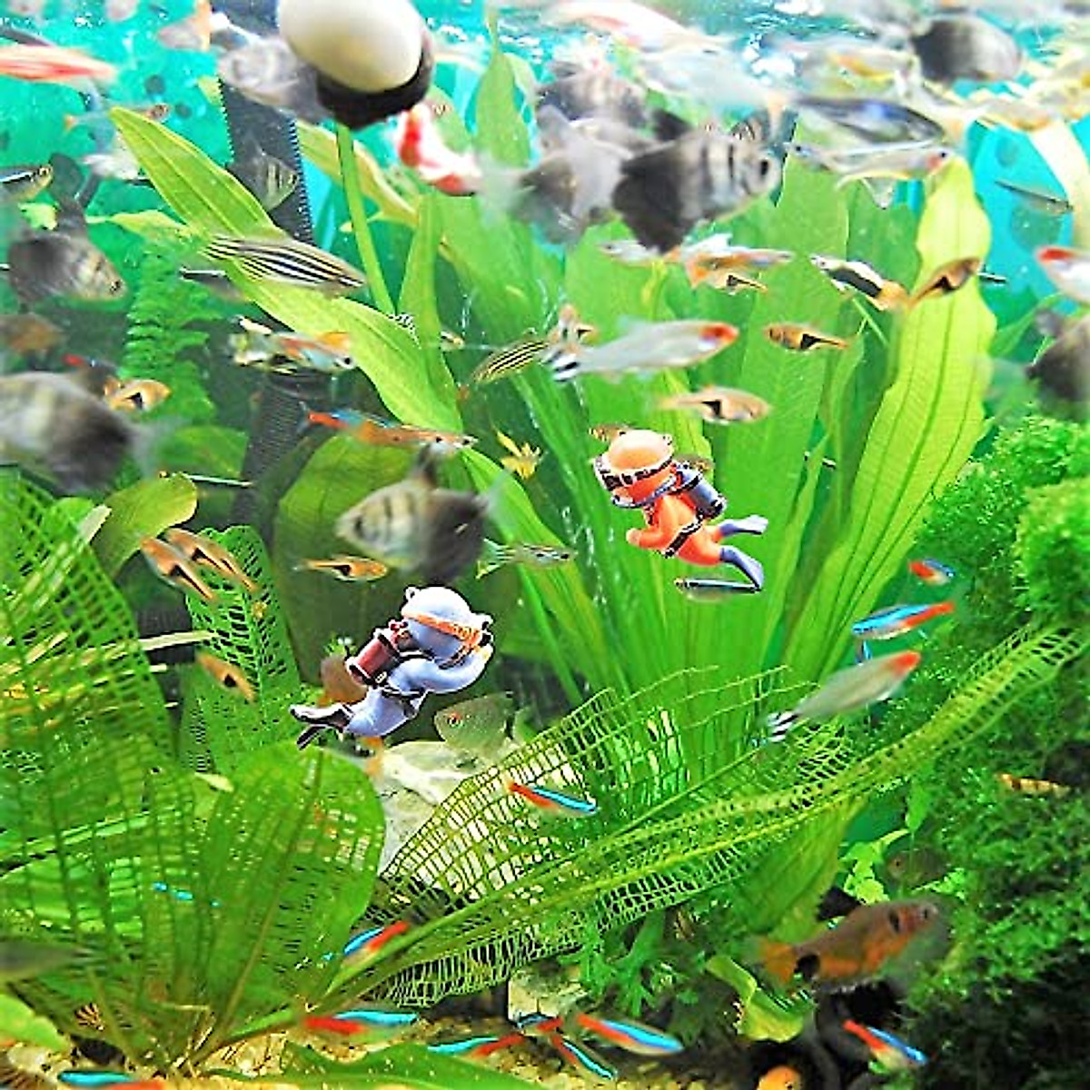 wsmart Floating Fish Tank Decor Small Diver Aquarium Decor for All Kinds of Fish Tanks (2 Pack)