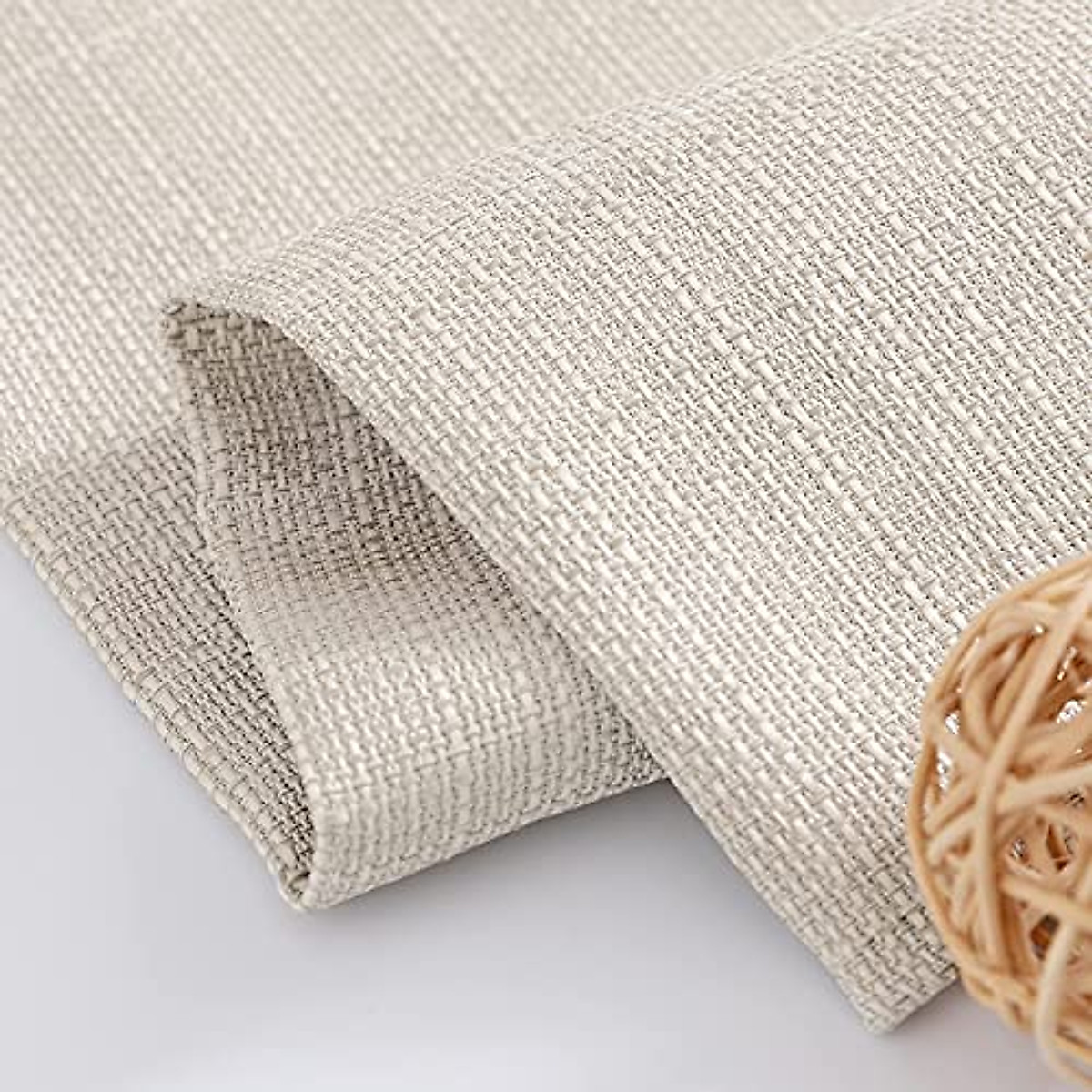 jinchan Beige Linen Textured Curtains 84 Inch Long 2 Panels for Living Room Grommet Top Light Filtering Window Drapes for Bedroom Heathered Beige