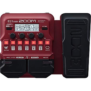 Zoom B1XFOUR Guitar MultiEffects Processor with Expression Pedal + 4 AA Batteries & Charger + Cable + Cloth - Top Value Bundle