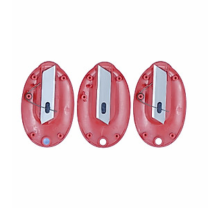 CMHX 4 PCS Mini Box Cutter Small Safety Retractable Utility Knife Blade Right Or Left Handed Finger Friendly Package Box Opener with Keychain Hole