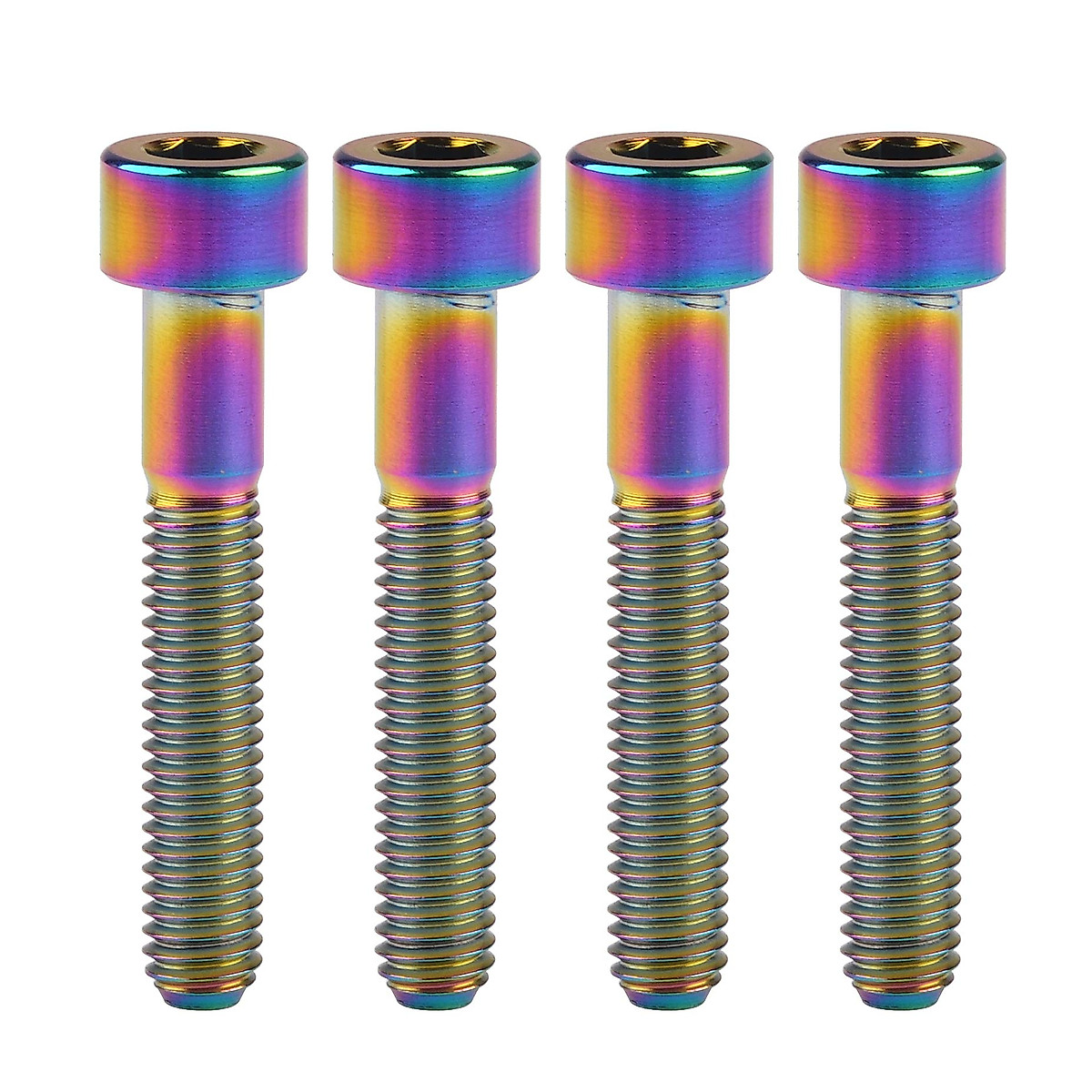 Wanyifa Titanium Ti M6x10 15 18 20 25 30 35 40 45 50 55 60 65mm Socket Allen Hex Bolt Pack of 4 (M6x40mm, Ranibow)