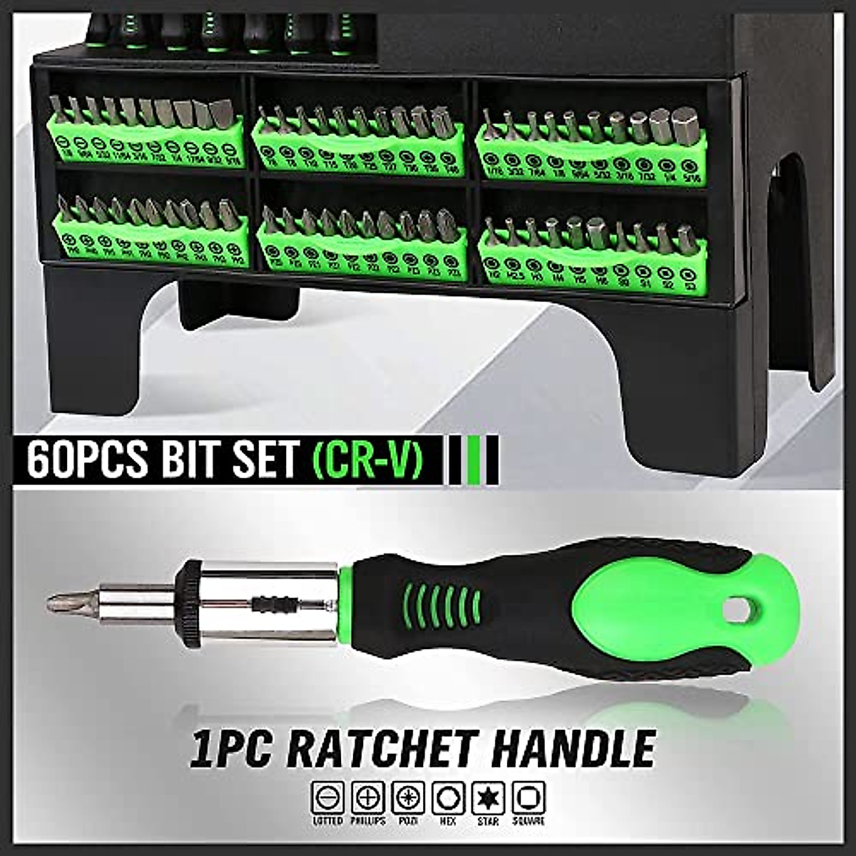 SWANLAKE 118PCS Magnetic Screwdrivers Set With Plastic Ranking,Tools For Men