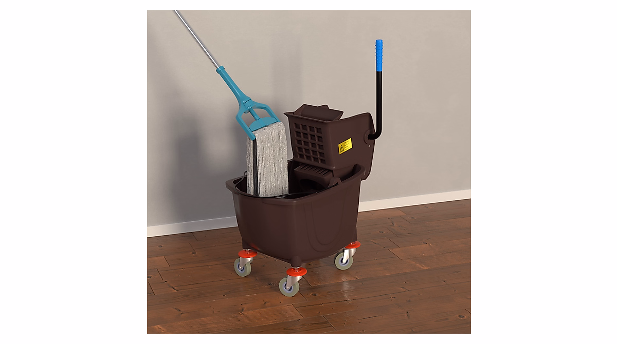 Krollen Industrial 35 Qt. Brown Mop Bucket & Side Press Wringer
