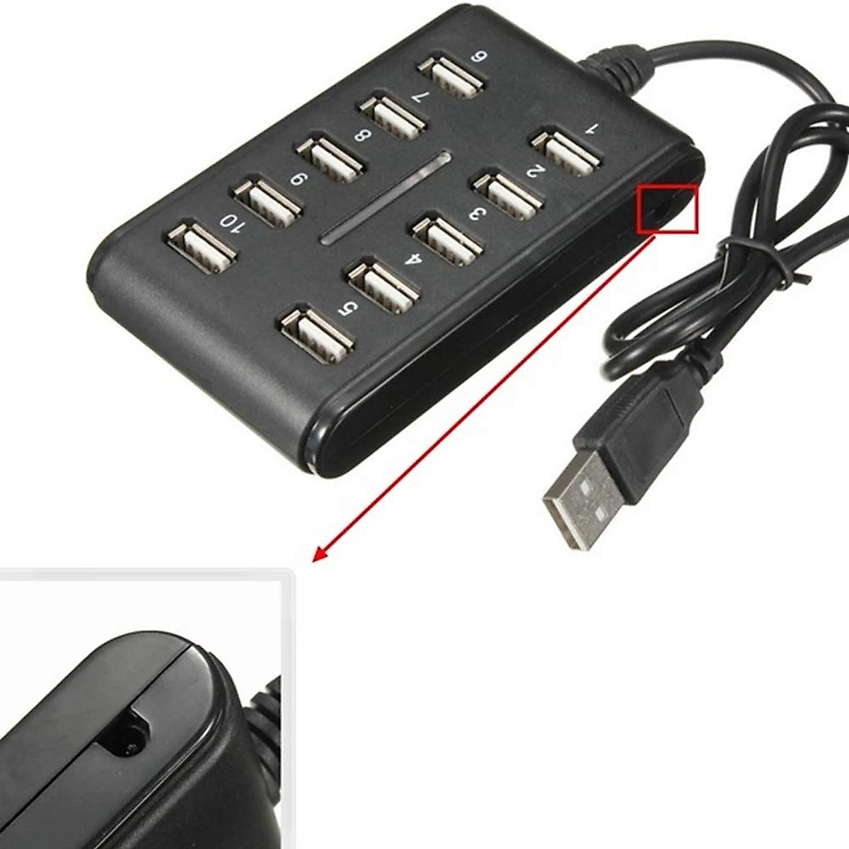 SHYPT High Speed 480 Mbps USB 2.0 Hub 10 Port Multi Personal Computer USB Hub Portable USB Splitter