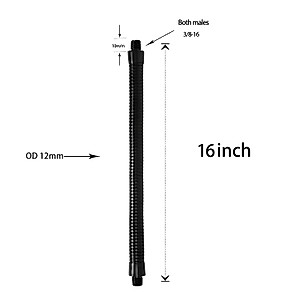 Gooseneck Microphone Arm with 3/8male ,Flexible Gooseneck Mic Stand16inch ,Heavy Duty Holding Black 1Pack