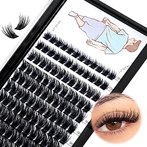 Dedila 120 Clusters Mixed 8-10-12-14mm/10-12-14-16mm Individual False Eyelashes Dramatic Look Wide Stem Natual Long Volume Eye Lashes Extensions Beauty Tools (Mixed 10-12-14-16mm)