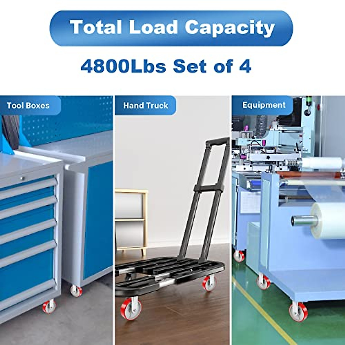 6 Inch Industrial Fix Casters Heavy Duty No Noise Polyurethane Wheel on Steel Hub, 1200 Lbs Load Capacity Per Rigid Casters for Utility Cart, Dollies (2 Pack)