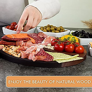 CG Home Heat-Treated Wooden Beech Large Cheese Board, Large Oval Charcuterie Board Platter Unique Housewarming & Bridal Shower Gift Serving Solid Tray Sturdy & Durable