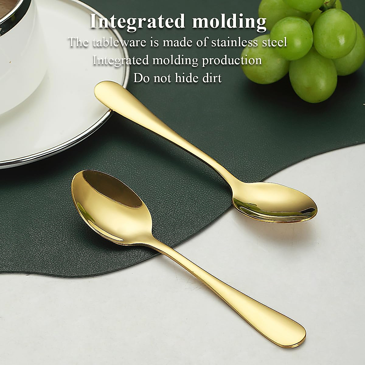 Evanda 12 Pieces Gold Teaspoons, Gold Titanium Plating Stainless Steel 14cm Tea Spoon, Cutlery for Tea, Coffee, Cake, Dessert, Salad, Dishwasher Safe