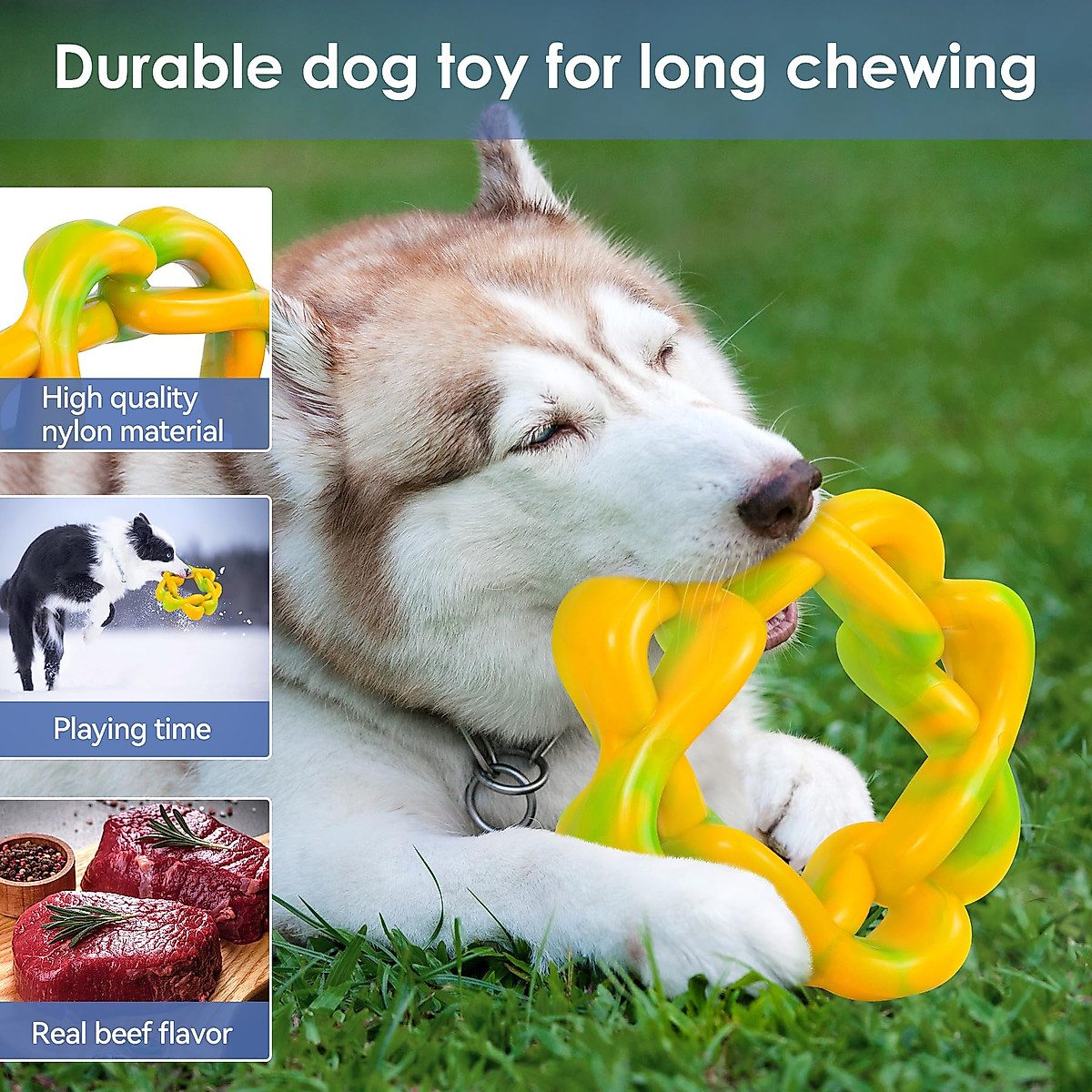 DAOZIJI Indestructible Dog Toys for Aggressive Chewers, Dog Chew Toys Rings for Aggressive Chewers Small Medium Large Breed, Interactive Dog Ring Toys for Boredom, Nylon Super Chewer Dog Toys Chew