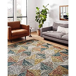 Loloi II Spectrum Collection SPE-01 Lagoon/Spice, Contemporary 7'-9" x 9'-9" Area Rug
