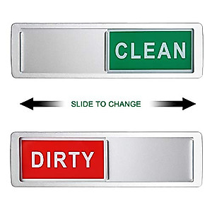 Clean Dirty Magnet Sign for Dishwasher，Taste Season Super Strong Magnet, Easy to Read Non-Scratch Magnetic，Sliding Indicator with Clear, Bold & Colored Text (Silver)