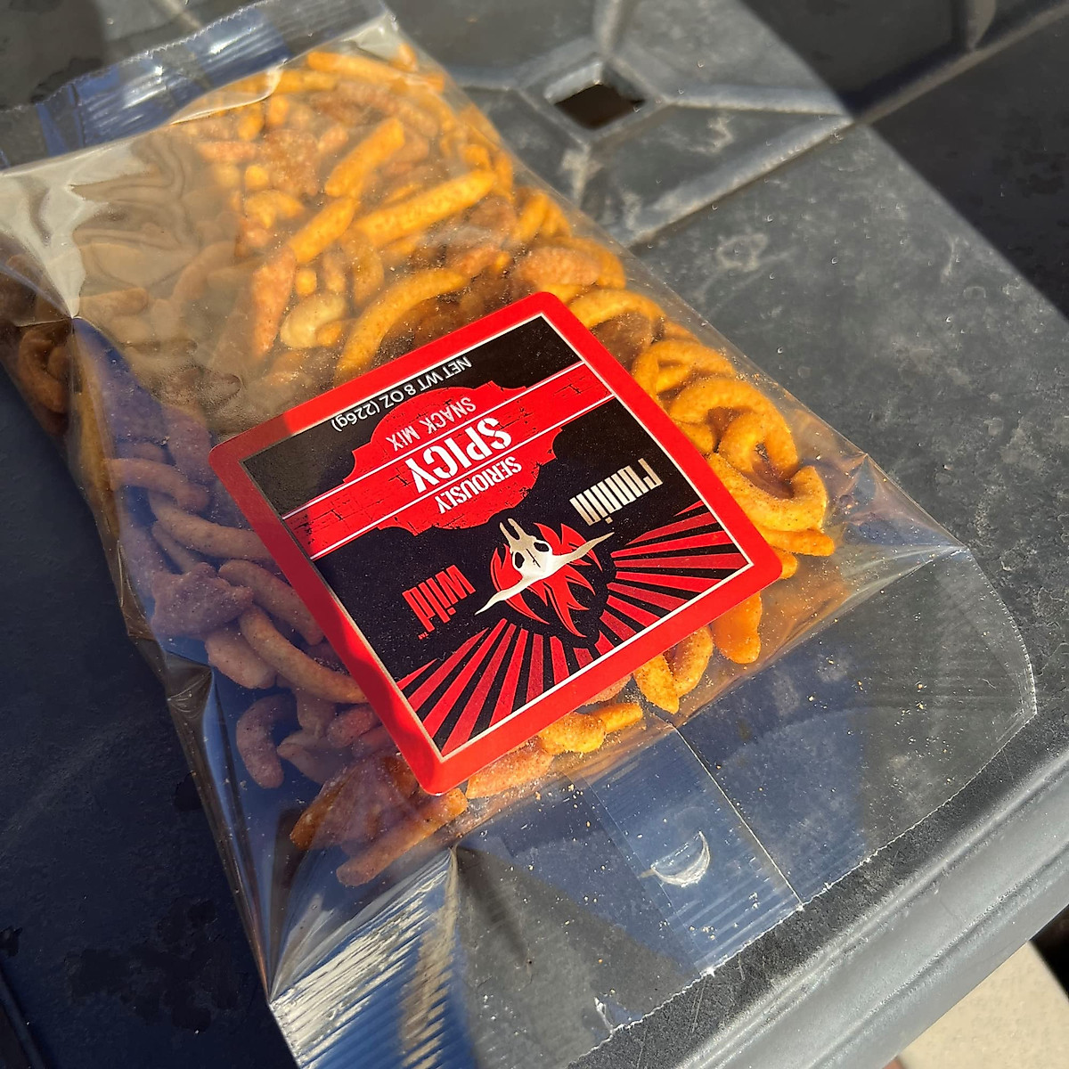 Spicy Snack Mix | Party Mix including hot Cajun corn sticks, roasted peanuts, and cheddar cheese sesame sticks | Runnin' Wild Foods, 1.5 Pounds Total (Box of 3 bags, 8oz each)