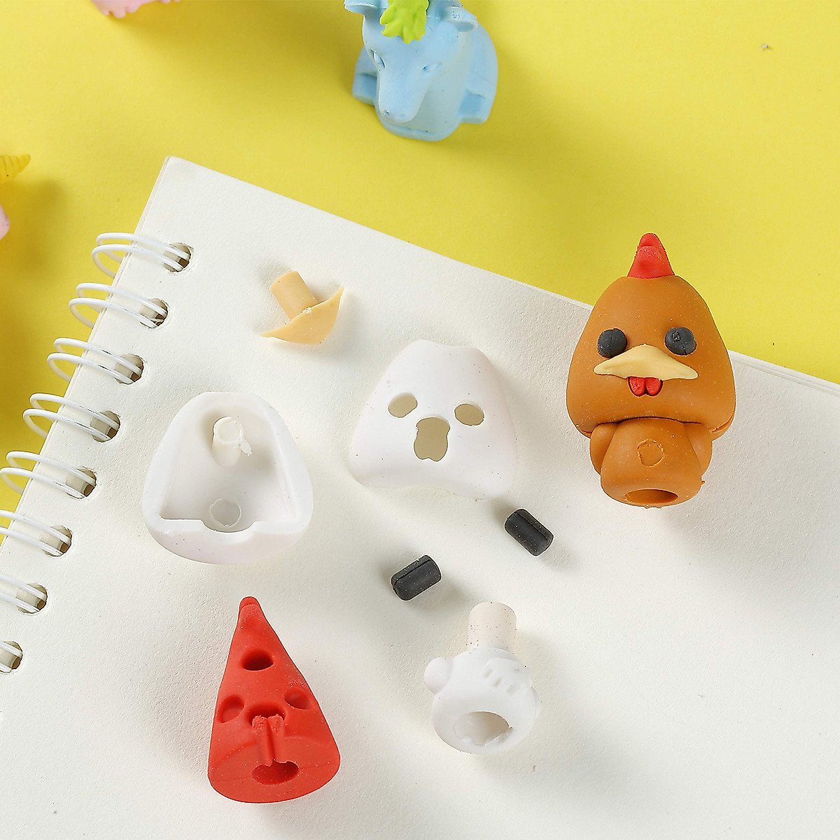 Mr. Pen- Animal Topper Erasers, 22 Pack, 8 Pack Take Apart Animal Erasers, Pencil Toppers, Pencil Erasers Toppers for Kids, Eraser Tops, Cap Erasers for Pencils, Fun Erasers Kids, Easter Egg Fillers