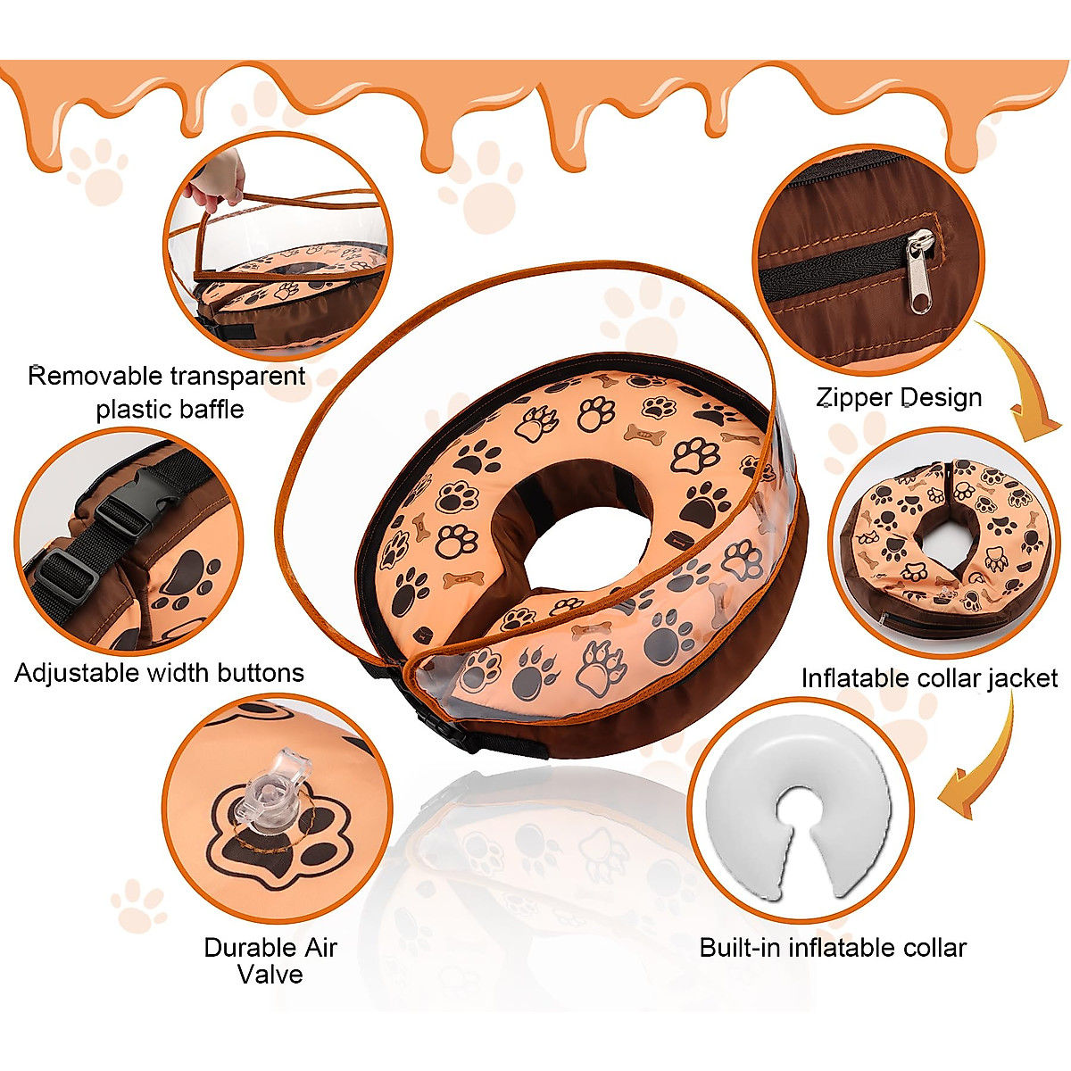 Dog Cones for Medium Dogs,Soft Cone for Dogs After Surgery,Inflatable Dog Cone,Dog Donut Collar,Dog Neck Donut,Cone for Dogs to Stop Licking(Medium Dog Cone)