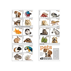 20 Forever USPS stamps Pets celebrate animals in our lives that bring joy companionship and love 1 sheet of 20 stamps